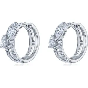 Kwiat Duet Diamond Double Huggie Hoop Earrings - White Gold