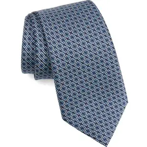 Zegna Printed Silk Necktie - Navy