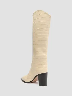 Schutz Maryana Croc-embossed Leather Boots