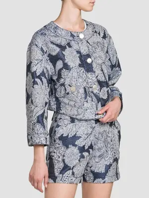 Giorgio Armani Floral Jacquard Cropped Jacket