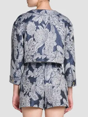 Giorgio Armani Floral Jacquard Cropped Jacket