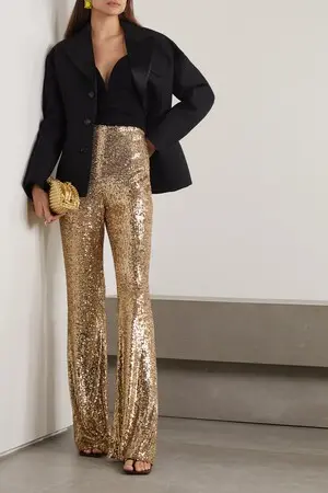 Akris Sequined Stretch-tulle Flared Pants
