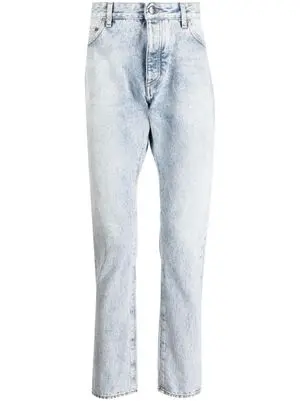 Palm Angels Curved-logo Print Jeans - Blue