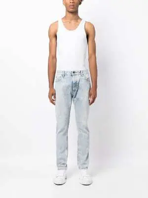 Palm Angels Curved-logo Print Jeans - Blue