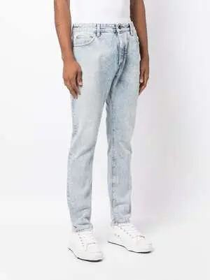 Palm Angels Curved-logo Print Jeans - Blue