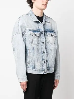 Palm Angels Logo-print Denim Trucker Jacket - Blue