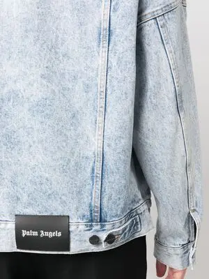 Palm Angels Logo-print Denim Trucker Jacket - Blue