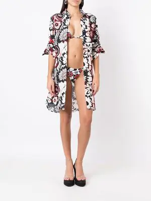 AMIR SLAMA Floral-print Beach Cover-up