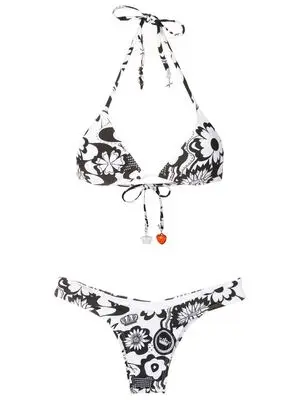 AMIR SLAMA Floral-print Bikini Set - Black