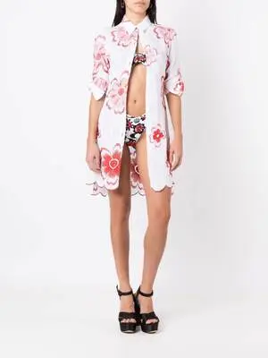 AMIR SLAMA Floral-embroidered Shirt Dress