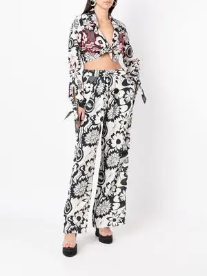 AMIR SLAMA Floral-print Cropped Blouse