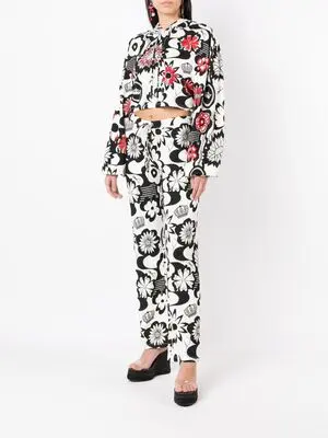 AMIR SLAMA Floral-print Cropped Hoodie