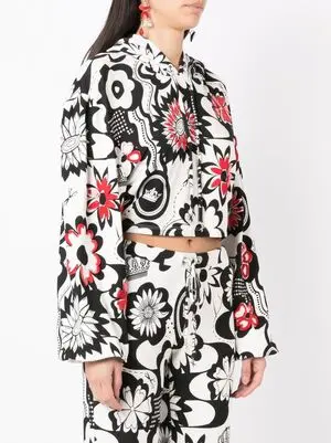 AMIR SLAMA Floral-print Cropped Hoodie