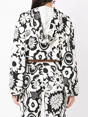 AMIR SLAMA Floral-print Cropped Hoodie