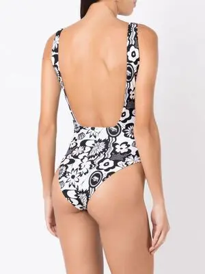 AMIR SLAMA Floral-print Cut-out Swimsuit