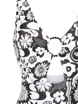 AMIR SLAMA Floral-print Cut-out Swimsuit