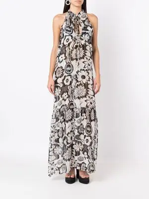 AMIR SLAMA Floral-print Halterneck Beach Dress