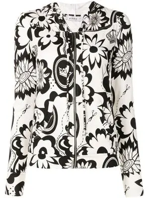 AMIR SLAMA Floral-print Zip-up Jacket - White