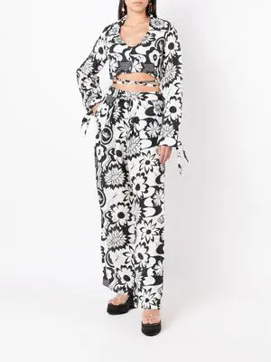 AMIR SLAMA Floral-print Cropped Shirt