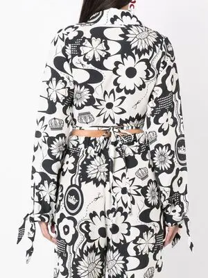 AMIR SLAMA Floral-print Cropped Shirt