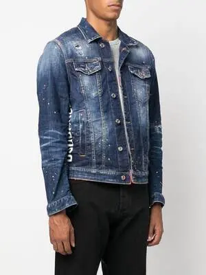 Dsquared2 Paint Splatter-print Denim Jacket