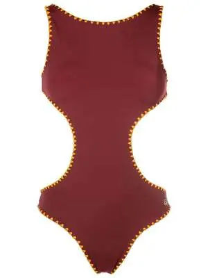 BRIGITTE Contrast-stitch Cut-out Swimsuit - Red