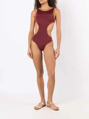 BRIGITTE Contrast-stitch Cut-out Swimsuit