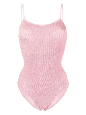 Hunza G Pamela Metallic Seersucker Swimsuit - Pink