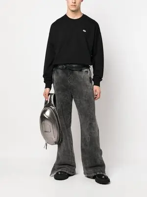 DIESEL® S-rob-doval-pj Cotton Sweatshirt - Black