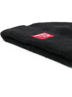 By Far Logo Patch Beanie - Black