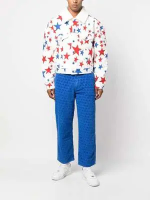 ERL Graphic-print Corduroy Trousers - Blue