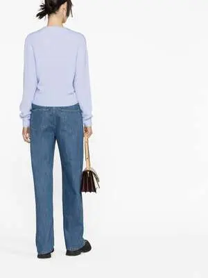 GANNI V-neck Alpaca Wool-blend Cardigan - Blue
