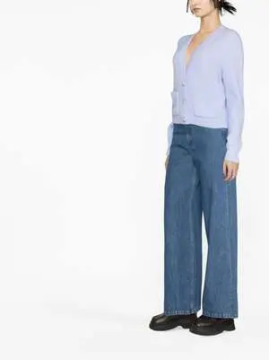 GANNI V-neck Alpaca Wool-blend Cardigan - Blue