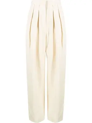 Stella McCartney High-waisted Pleated Trousers - Neutrals