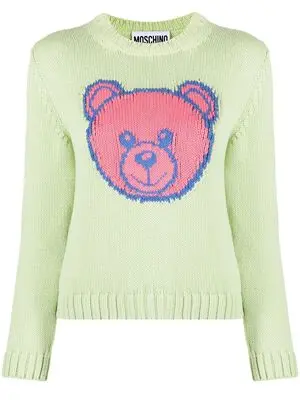 Moschino Teddy Bear Intarsia Knit Jumper - Green