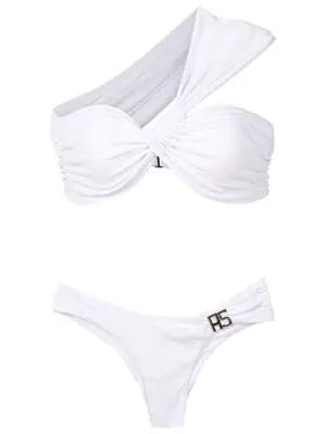AMIR SLAMA Fine-ribbed One-shoulder Bikini - White
