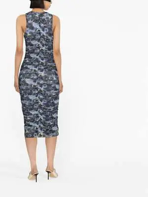 GANNI Floral-print Ruched Midi Dress