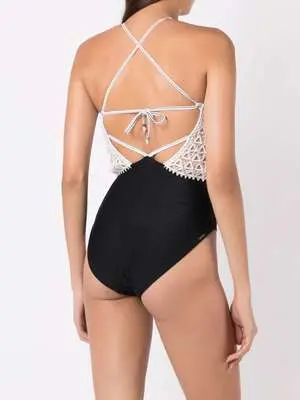 AMIR SLAMA Lace Detail Halterneck Swimsuit