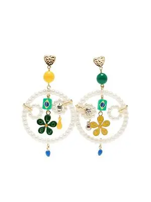 AMIR SLAMA Faux Pearl-embellished Drop Earrings - White