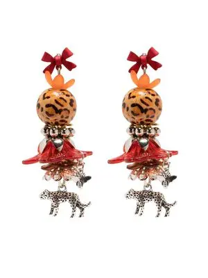 AMIR SLAMA Leopard Drop Earrings - Red