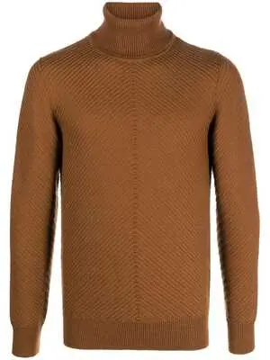LARDINI Rollneck Wool Sweater - Brown