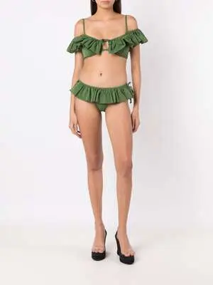 AMIR SLAMA Ruffle-detail Cold-shoulder Bikini