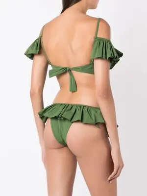 AMIR SLAMA Ruffle-detail Cold-shoulder Bikini