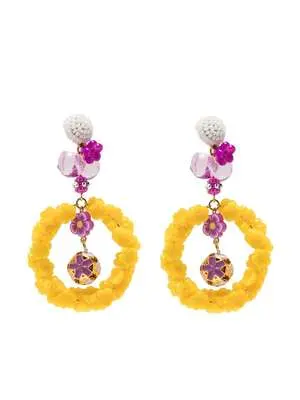 AMIR SLAMA Floral Appliqué Drop Earrings - Yellow