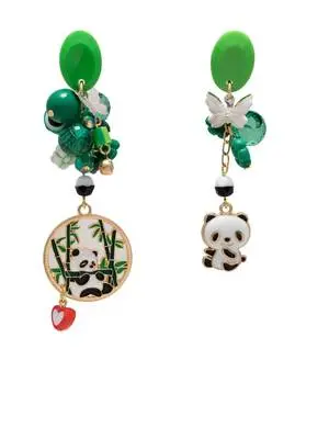 AMIR SLAMA Panda Charm Drop Earrings - Green