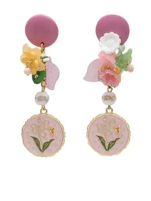 AMIR SLAMA Floral-appliqué Drop Earrings - Multicolour