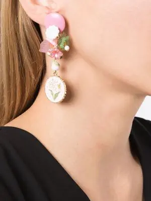 AMIR SLAMA Floral-appliqué Drop Earrings