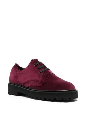 Yohji Yamamoto Burgundy Velvet Lace-up Derby Shoes