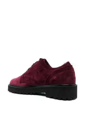 Yohji Yamamoto Burgundy Velvet Lace-up Derby Shoes