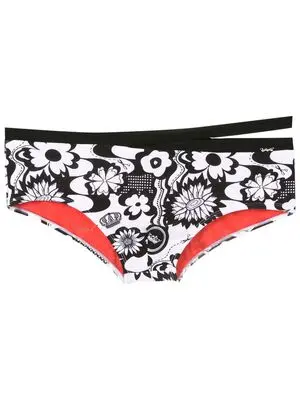 AMIR SLAMA Floral-print Swim Trunks - Black